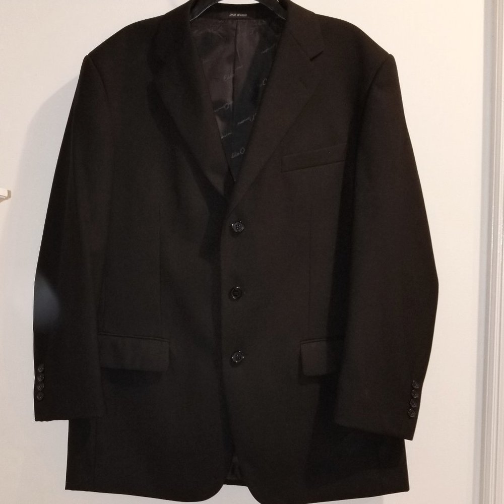 Men's Black Eddie Domani Button Up Suit Jacket 42r - Gem